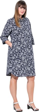 Ulla Popken Damen große Größen Übergrößen Plus Size Hemdblusenkleid, A-Linie, Hemdkragen, 3/4-Arm königsblau 42+ 838301764-42+