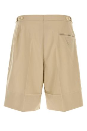 Prada Mens Sand Cotton Bermuda Shorts Sabbia Exterior