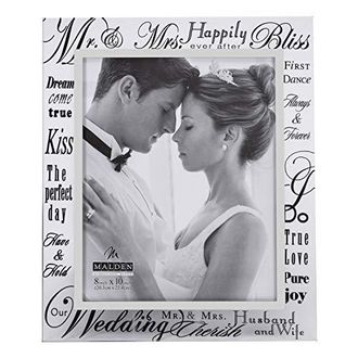Malden International Designs Bilderrahmen Mr. & Mrs. Spiegelglas mit silberfarbenem Metallrand innen, 20,3 x 25,4 cm, silberfarben
