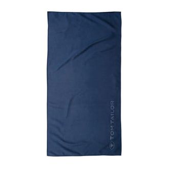Tom Tailor Serviette de Fitness, 70x140 cm, 80% polyester, 20% polyamide/ microfibre, avec fine couture en cha&icirc;ne et logo en relief, SPORTS TOWEL Bleu (Dark Navy