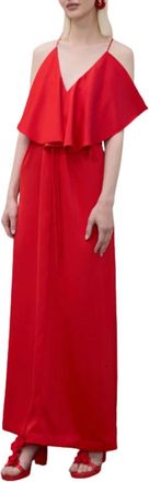 Lola Casademunt Femme, Robes, Rouge, Taille: 42 FR Ruffled V-neck Dress Ms2616023