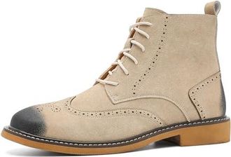Generic Bottines À Lacets pour Homme - Bottines Chukka en Cuir Suédé PU pour Homme, Chaussures Classiques Et Confortables De Style Oxford,Beige,44.5 EU