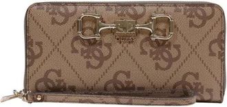 Guess Femme, Accessoires, Beige, Taille: ONE Size Portefeuille zipp&eacute; avec imprim&eacute; et poches multiples