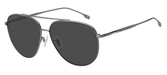 HUGO BOSS Lunettes de Soleil BOSS 1296/F/S R80 MATTE DARK RUTHENIUM 63/13/145 Homme