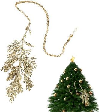 Generic Branches de pin de No&euml;l &agrave; paillettes, tige paillet&eacute;e pour No&euml;l | Couronne de d&eacute;coration de jardin, fleurs artificielles, cordon pour d&eacute;coration de jar