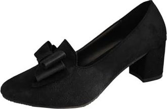 Generic Escarpins tendance pour femmes &agrave; t&ecirc;te ronde carr&eacute;e avec Mary Jane - En daim l&eacute;ger - Coupe large - Semelle int&eacute;rieure rembourr&eacute;e - Travail de bureau, N