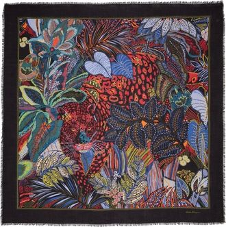 Ferragamo Femme, Accessoires, Multicolore, Taille: ONE Size Châle en laine et cachemire à imprimé batik