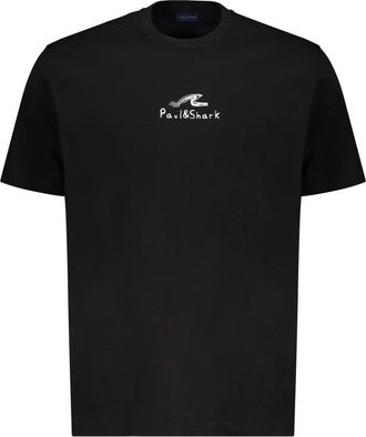 Paul & Shark Homme, Tops, Noir, Taille: 2XL Logo Cotton T-Shirt