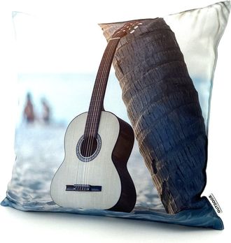 Heimtexland Outdoorkissen Bedruckt 45x45 Garten Lounge Dekokissen Outdoor Lotus Effekt Typ742 Beach Gitarre