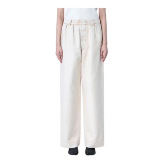 Maison Margiela Baumwoll Wide Leg Hose - - Trousers - Damen - Beige - S