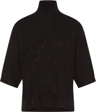 Seventy Femme, Pulls, Noir, Taille: 36 FR Pull &agrave; col roul&eacute; orn&eacute; de micropaillettes