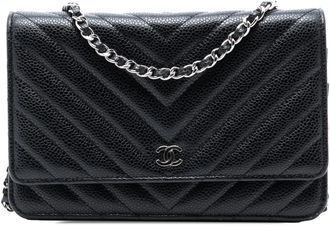 Chanel Hobo Bags - CC Chevron Caviar Wallet On Chain - Gr. unisize - in Schwarz - f&uuml;r Damen