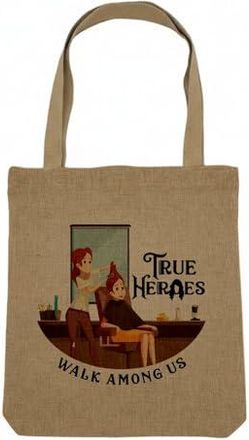 Fabulous Sac Shopping Tote Bag Aspect Lin - True Heroes - Hairdresser Barber Job Heroes Makeup Artist Sac de Courses Toile Epaisse 360g Beige Naturel Cabas Por