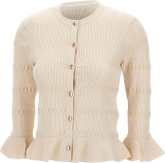 Liu Jo Femme, Pulls, Blanc, Taille: 42 FR Cardigan en m&eacute;lange de viscose