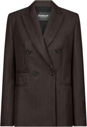 Dondup Femme, Vestes, Brun, Taille: 36 FR Blazer doppiopetto slim a quattro bottoni, rever a lancia e tasche a filetto Gessato lurex