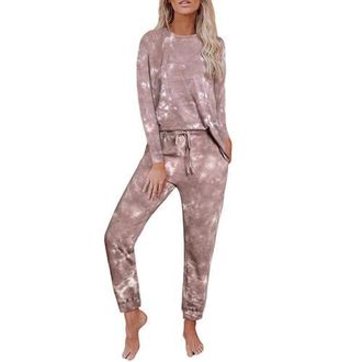 Generic Surv&ecirc;tement pour femme - Ensemble complet &agrave; manches - 2 pi&egrave;ces - Poche de loisirs - Pantalon de surv&ecirc;tement pour femme - Ensemble de sport pour femme,