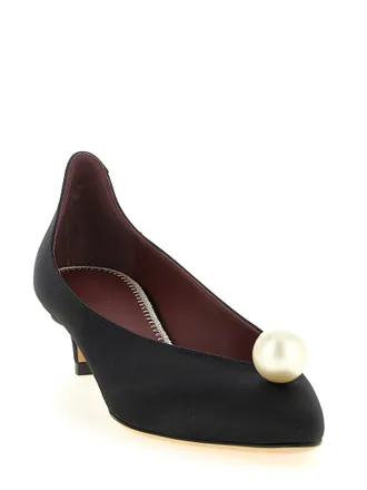 Magda Butrym Pearl-Embellished Satin Heel - Black