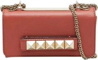 Valentino Pre-owned Rockstud Vavavoom Leather Chain Shoulder Bag - Femme - Pre-owned - Rose - Taille: ONE Size