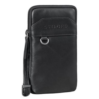 STILORD Tyrell Brusttasche Herren Leder Schultertasche mit Gürtelschlaufe Handytasche zum Umhängen Brustbeutel Crossbody Bag Vintage Gürteltasche, Farbe:schwa