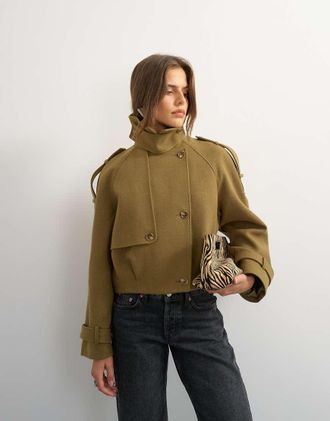 Topshop Trench-coat court - Kaki-Vert