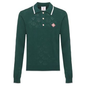 Casablanca Pointelle LS Polo Shirt - - Tops - Herren - Gr&uuml;n - S