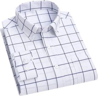 Generic Chemise en coton &agrave; manches longues pour homme - Motif &eacute;cossais Oxford - Style d&eacute;contract&eacute; - Solide - Imprim&eacute; r&eacute;gulier, Cx02, 3XL