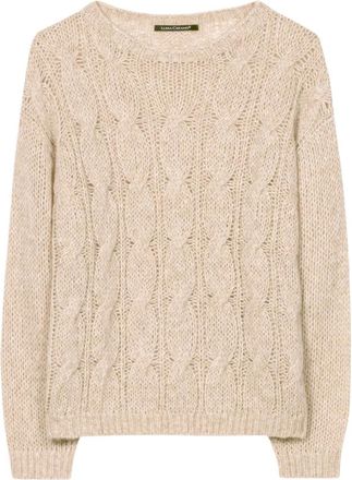 Luisa Cerano Femme, Pulls, Beige, Taille: 44 FR Pull en maille torsad&eacute;e