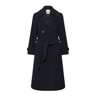 Part Two Femme, Manteaux, Bleu, Taille: 44 FR Veste Classique Bleu Marine Fonc&eacute; avec Large Ceinture