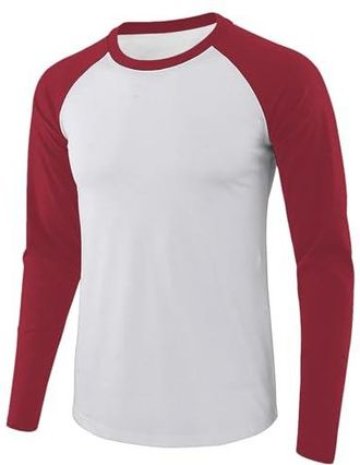 Generic DENGJIAMY Chemise de baseball tendance &agrave; manches longues raglan pour homme - D&eacute;contract&eacute; - Grande taille - Couleurs classiques - Haut dautomne pour ho
