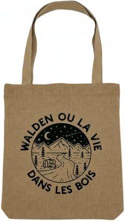 Fabulous Sac Shopping Tote Bag Aspect Lin - Walden ou la vie dans les bois Voyage Aventure - Sac de Courses Toile Epaisse 360g Beige Naturel Cabas Port&eacute; Epaule