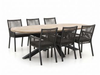 Manifesto Furniture Manifesto Rivola/ROUGH-Y Ellips 200cm dining tuinset 7-delig