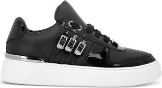 Philipp Plein Sneakers aus Lackleder mit Schnallendetail - Schwarz