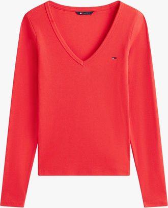 Tommy Hilfiger T-shirt c&ocirc;tel&eacute; &agrave; col V en coton m&eacute;lang&eacute;