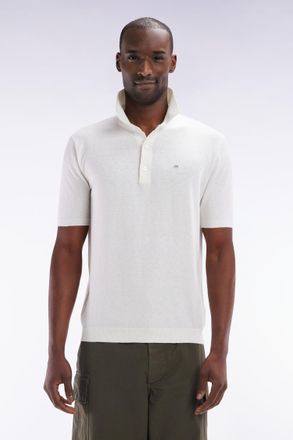 Eden Park Pull Col Polo En Coton Et Soie M&eacute;lang&eacute;s &Eacute;cru Coupe Droite