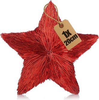 Com-Four Deko-Stern 3D aus Kunststoff - metallisch gl&auml;nzender Dekostern - Klassische Dekoration f&uuml;r Winter und Weihnachten - ca. 20cm (1x rubinrot)