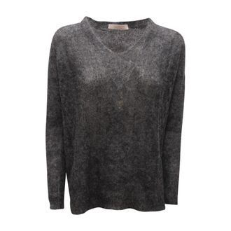 D.exterior V-Ausschnitt Wollmischpullover Anthrazit - - Knitwear - Damen - Grau - S