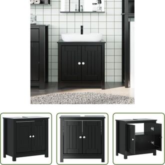 vidaXL Badwandschrank - Waschbeckenunterschrank BERG Schwarz 60x34x59 cm Kiefernholz