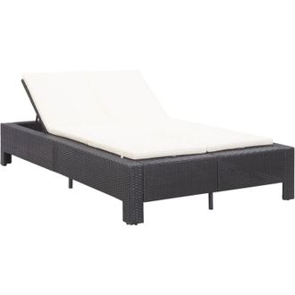 vidaXL Vidaxl - Transat &agrave; 2 places avec coussin Noir R&eacute;sine tress&eacute;e