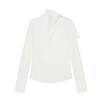 Courr&egrave;ges Baumwoll-Bluse in asymmetrischem Design - - Blouses & Shirts - Damen - Wei&szlig; - M