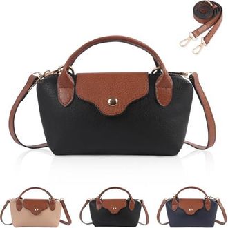 Generic Petit sac &agrave; main en cuir pour femme, sac &agrave; bandouli&egrave;re en cuir, mini sac fourre-tout &agrave; bandouli&egrave;re avec large sangle r&eacute;glable pour femmes et filles, v