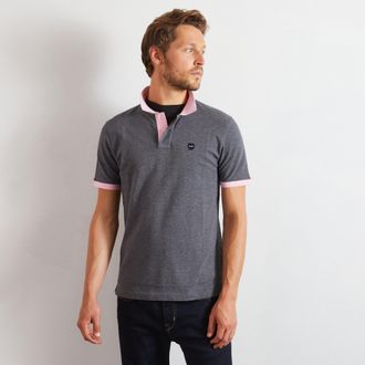 Eden Park Polo Gris En Coton Pima Avec D&eacute;tails Contrast&eacute;s Old Re Fpp