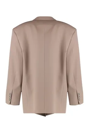 The Attico Womens Single-Breasted Virgin Wool Jacket Pink Blazers