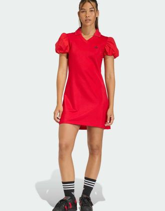 adidas Originals Robe &agrave; manches bouffantes - Rouge &eacute;carlate