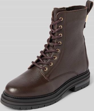 Tommy Hilfiger Schn&uuml;rstiefel aus fein genarbtem Leder