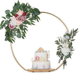Nuptio Tortenständer Verkaufsständer Hochzeit: 29.6cm Cupcake Ständer Cake Stand Tortenboden Gold Metallbügel Kuchenständer Holz Podest Pedestal Rund Weihnac