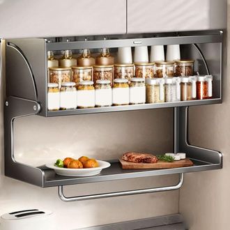 Generic Mehrzweckschrank Gartenschrank Metall Magnetische Schrankt&uuml;r Zum Herunterziehen H&ouml;he: 36/50 cm Aus Kohlenstoffstahl Gefertigt K&uuml;chen H&auml;ngeschrank(Blac