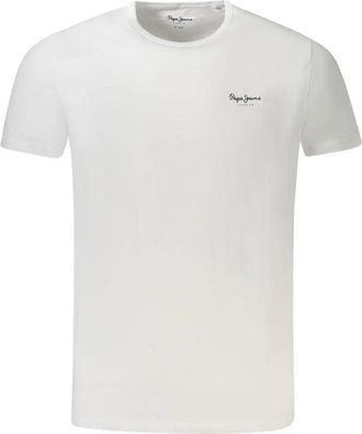 Pepe Jeans London Homme, Tops, Blanc, Taille: S T-shirt Homme en Coton Blanc avec Col Rond