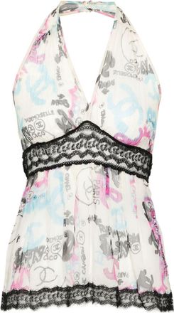Chanel Chanel Graffiti Line Seidentop - Wei&szlig;