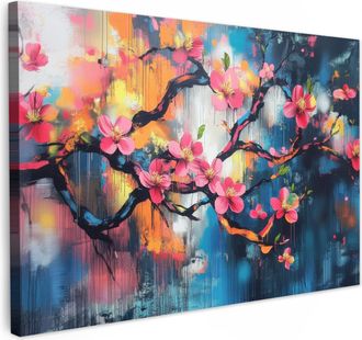 MuchoWow &copy; Wandbilder Gro&szlig; 120x80 cm XXL Wohnzimmer Wanddeko Schlafzimmer Zimmerdeko Wandgem&auml;lde Zimmer Deko auf Wand Dekoration Wall Art Blumen - Zweig - K&uuml;ns