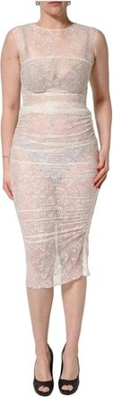 Dolce & Gabbana Femme, Robes, Blanc, Taille: 38 FR Sheath Midi Dress
